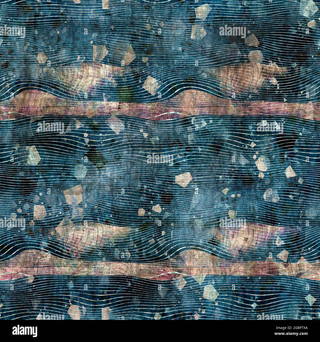 Seamless elegant mixed media pattern in navy, blue, pink, and cream ...