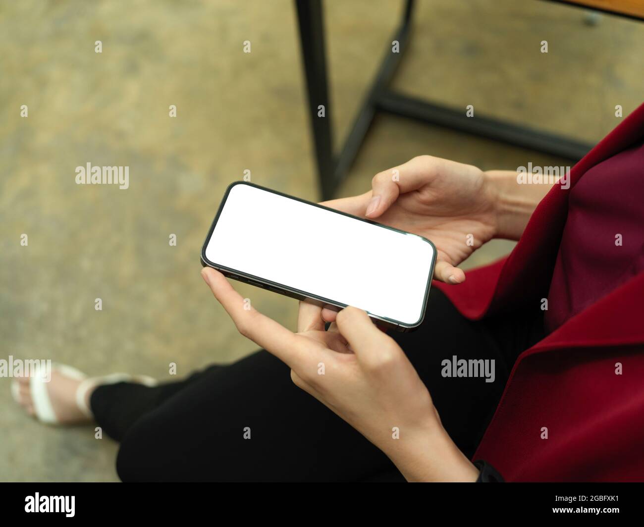 Female hold modern smartphone, surfing net, chatting, using social ...