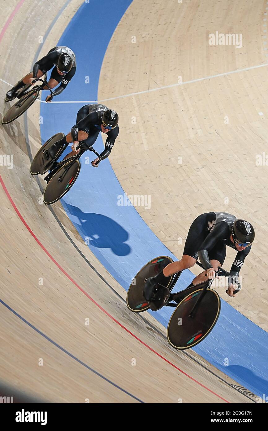 Izu, Japan. 03rd Aug, 2021. Cycling/Track: Olympics, men's team sprint ...