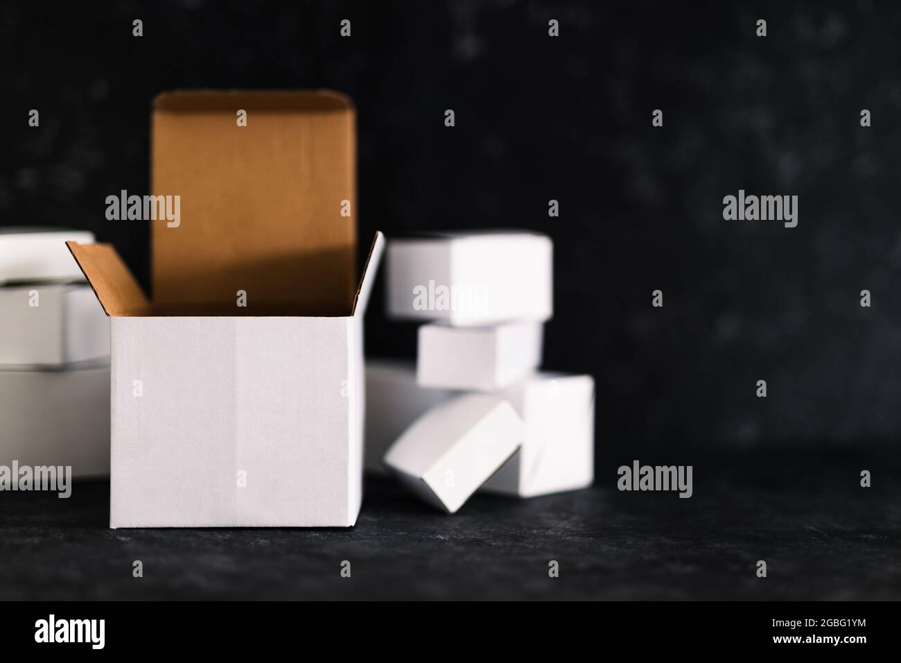 shipping industry and online shopping concept, group of white delivery ...