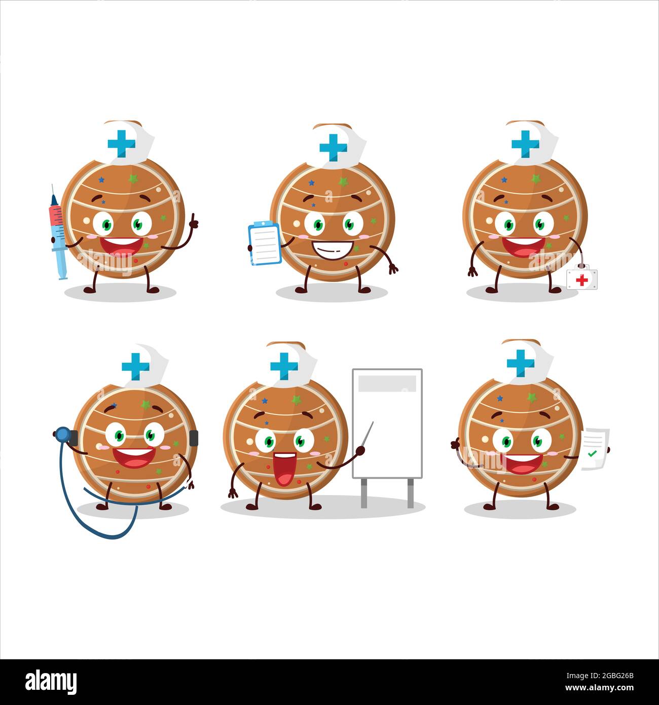 Doctor profession emoticon with gingerbread light blub cartoon ...