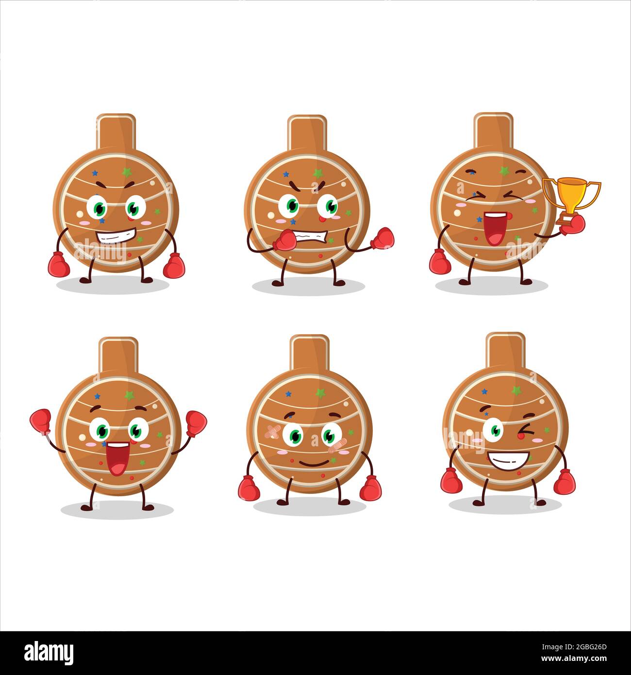 A sporty gingerbread light blub boxing athlete cartoon mascot design ...