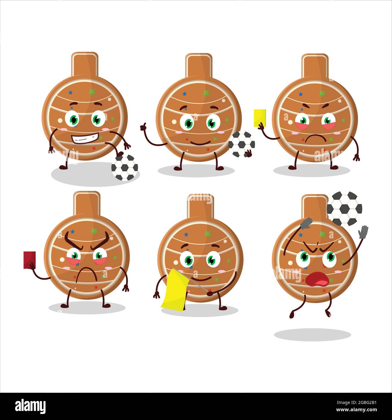 Gingerbread light blub cartoon character working as a Football referee ...
