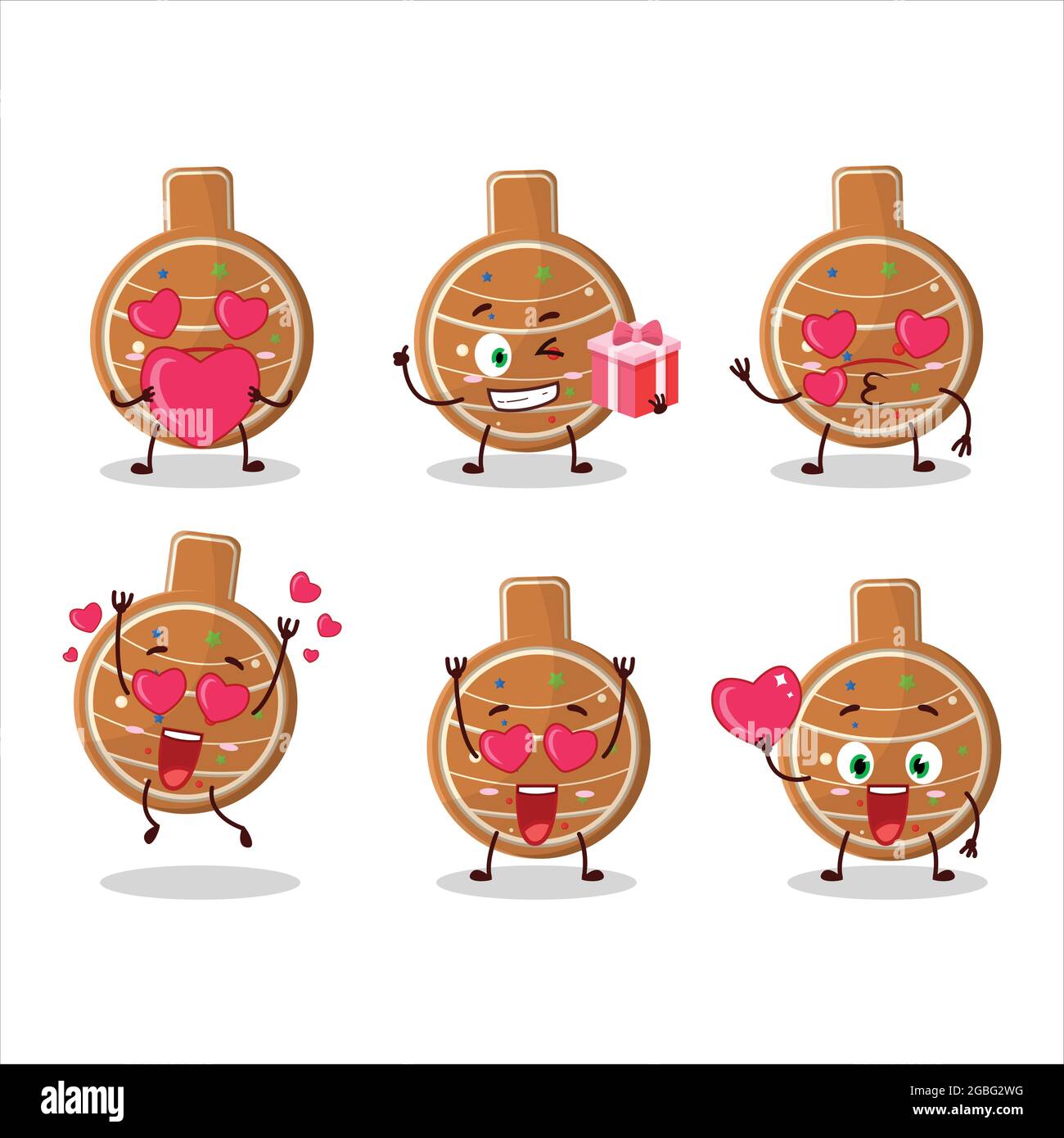 Gingerbread light blub cartoon character with love cute emoticon ...