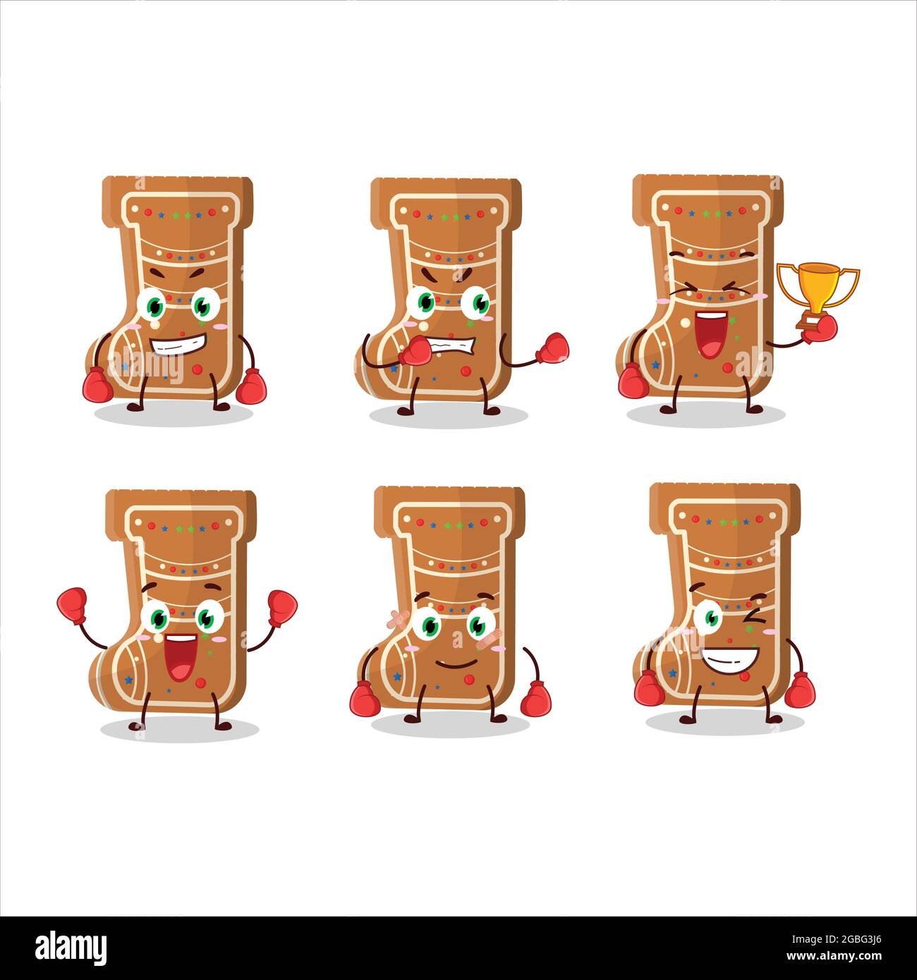 A sporty gingerbread socks boxing athlete cartoon mascot design. Vector ...