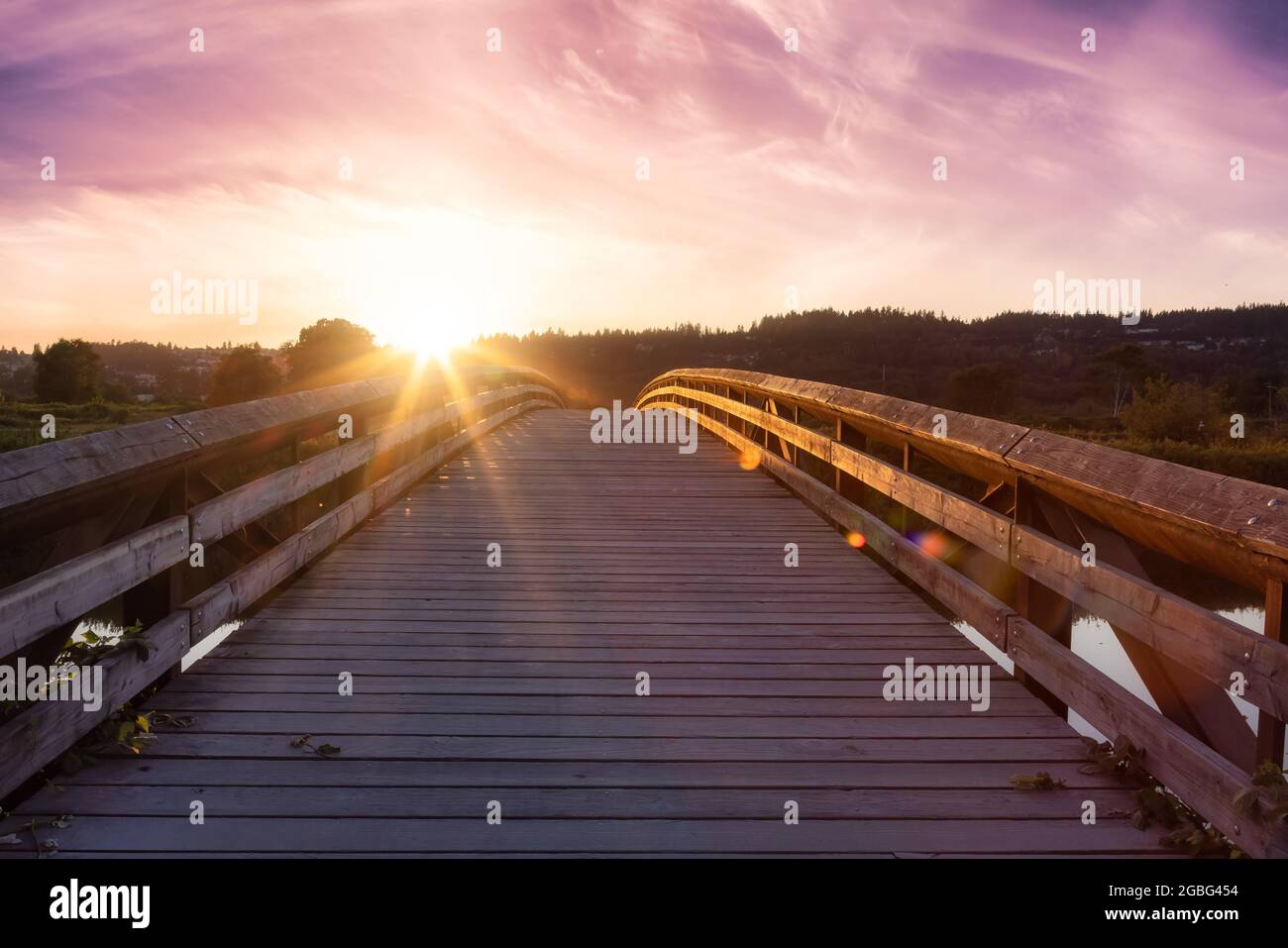 Bridge going over a river in a city park Stock Photo - Alamy