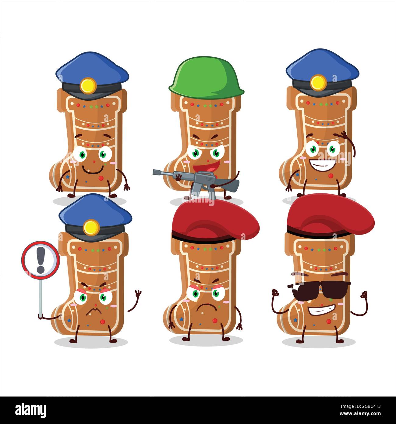 A dedicated Police officer of gingerbread socks mascot design style ...