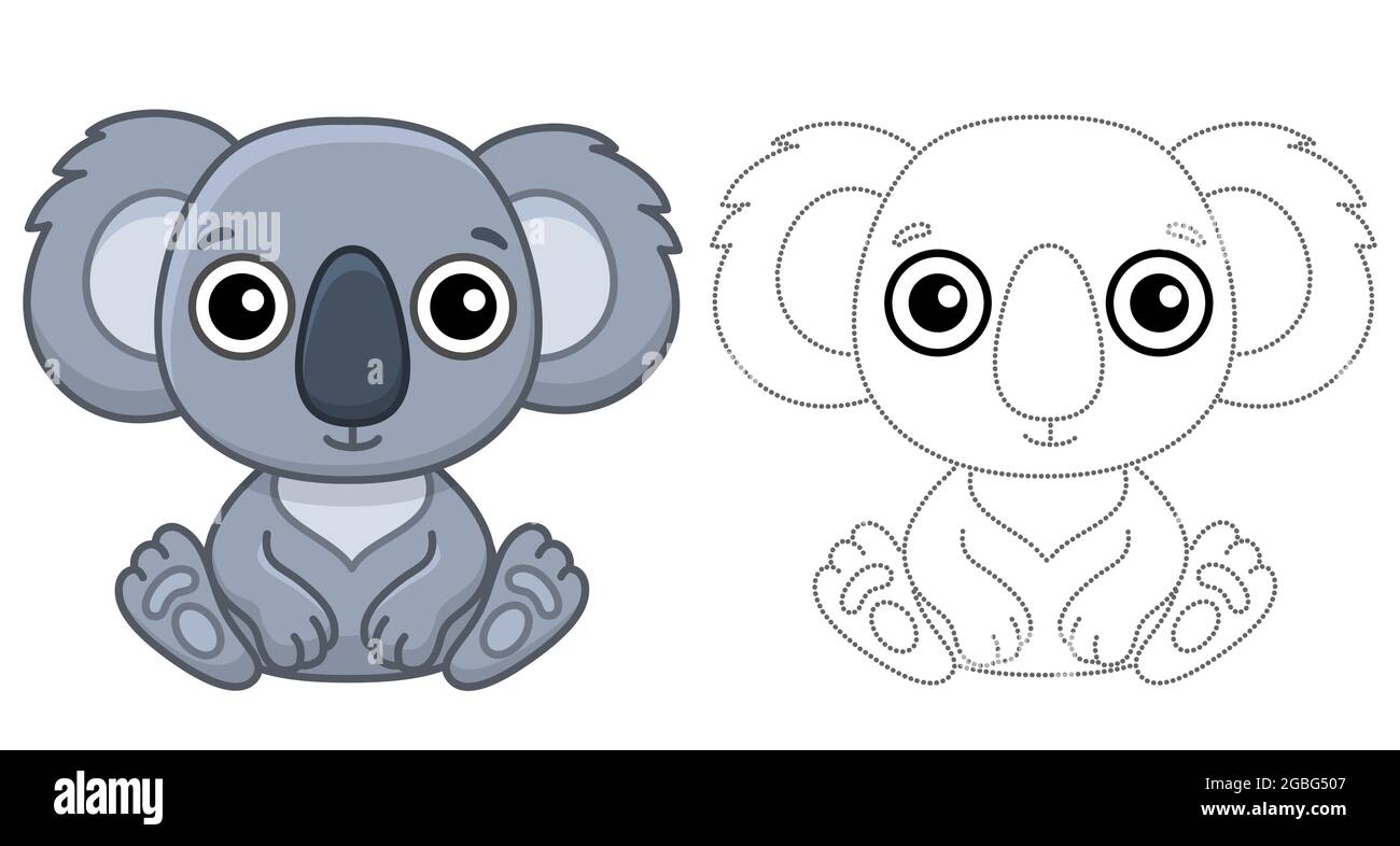Zoo animal for children coloring book. Funny koala in a cartoon style ...
