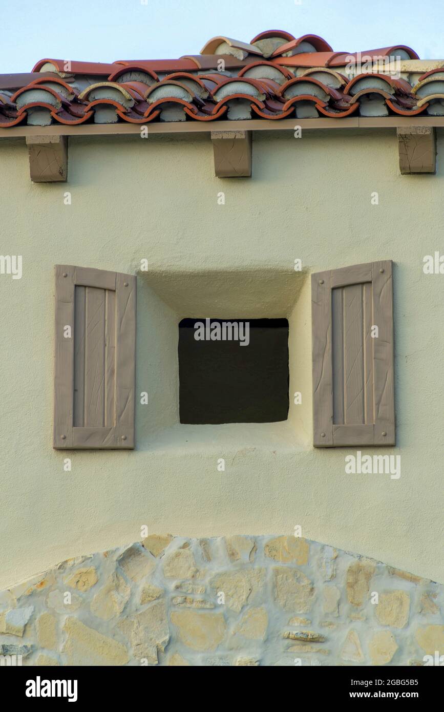 Facade of a house with an open window Stock Photo - Alamy