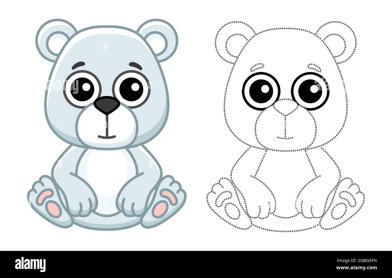 Zoo animal for children coloring book. Funny polar bear in a cartoon ...