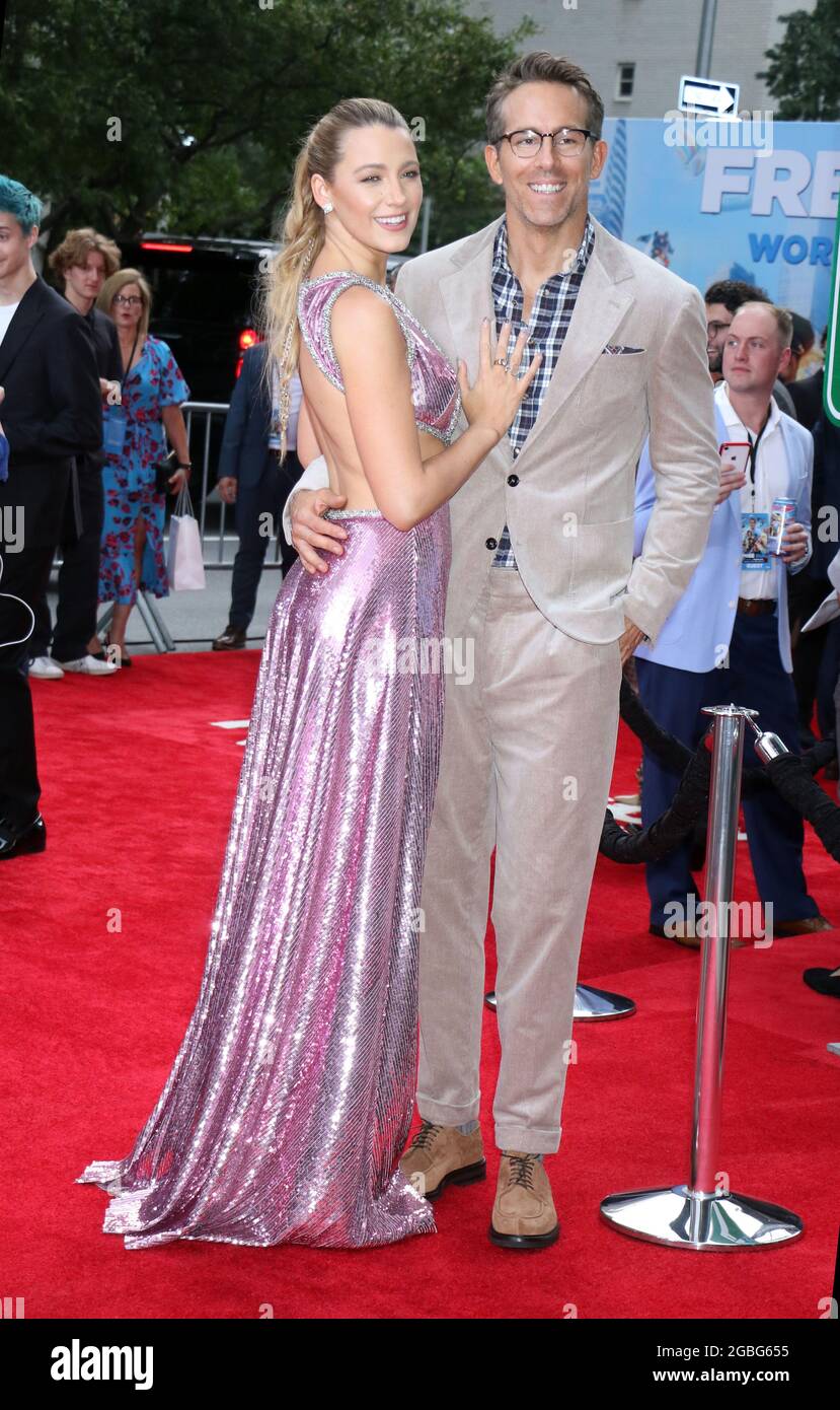 August 02, 2021.Blake Lively, Ryan Reynolds, at the premiere of Free ...