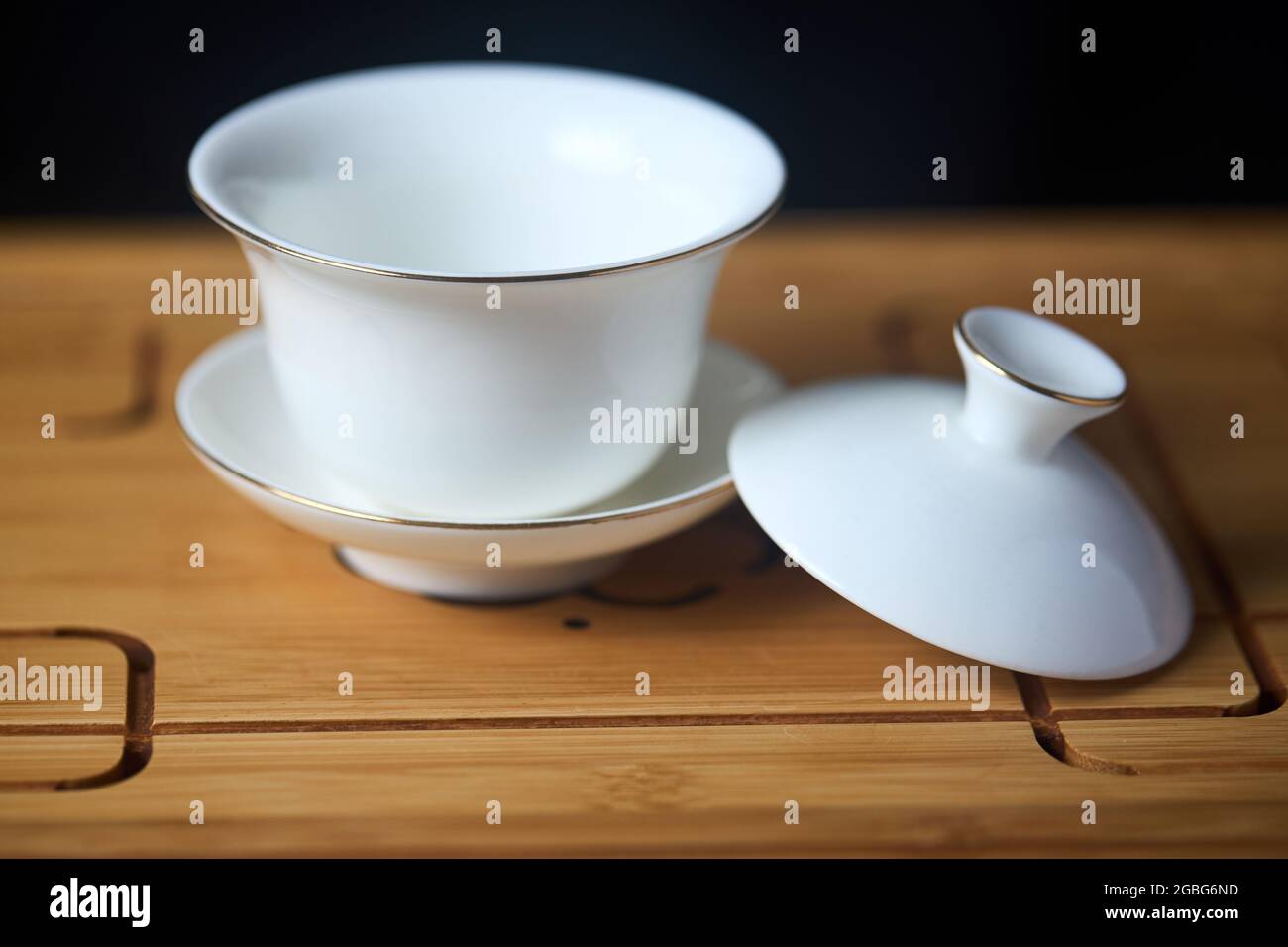 Gaiwan on chaban selective focus. Tea ceremony gong fu cha. Chinese ...