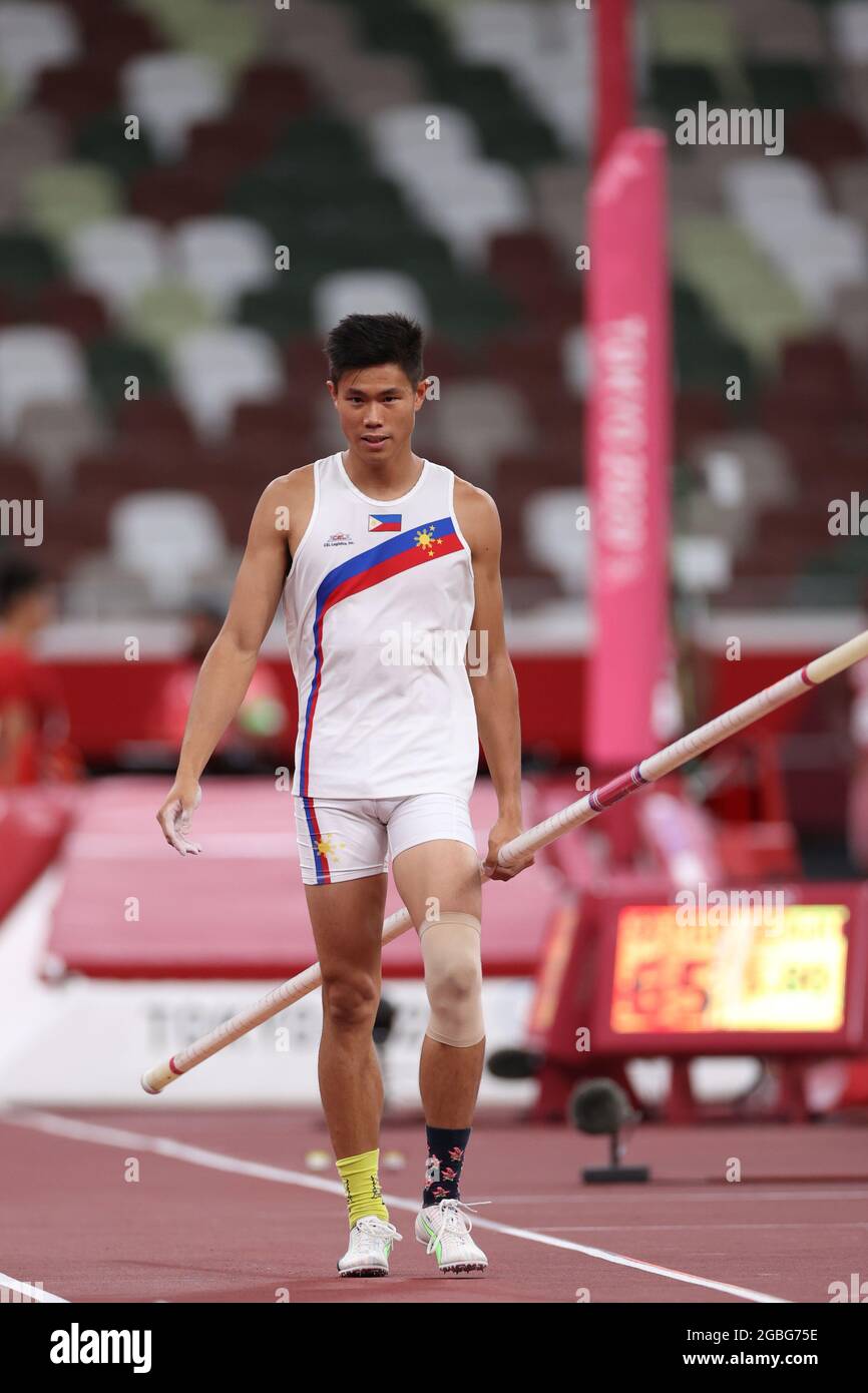 Tokyo, Japan. 3rd Aug, 2021. OBIENA Ernest John (PHI) Athletics : Men's Pole Vault Final during ...