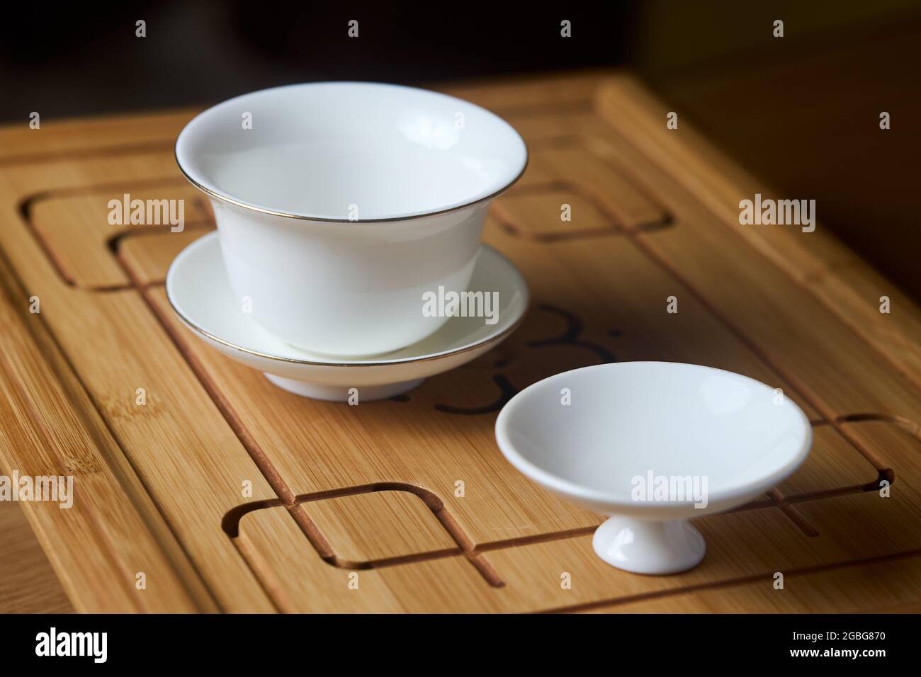 Gaiwan on chaban selective focus. Tea ceremony gong fu cha. Chinese ...