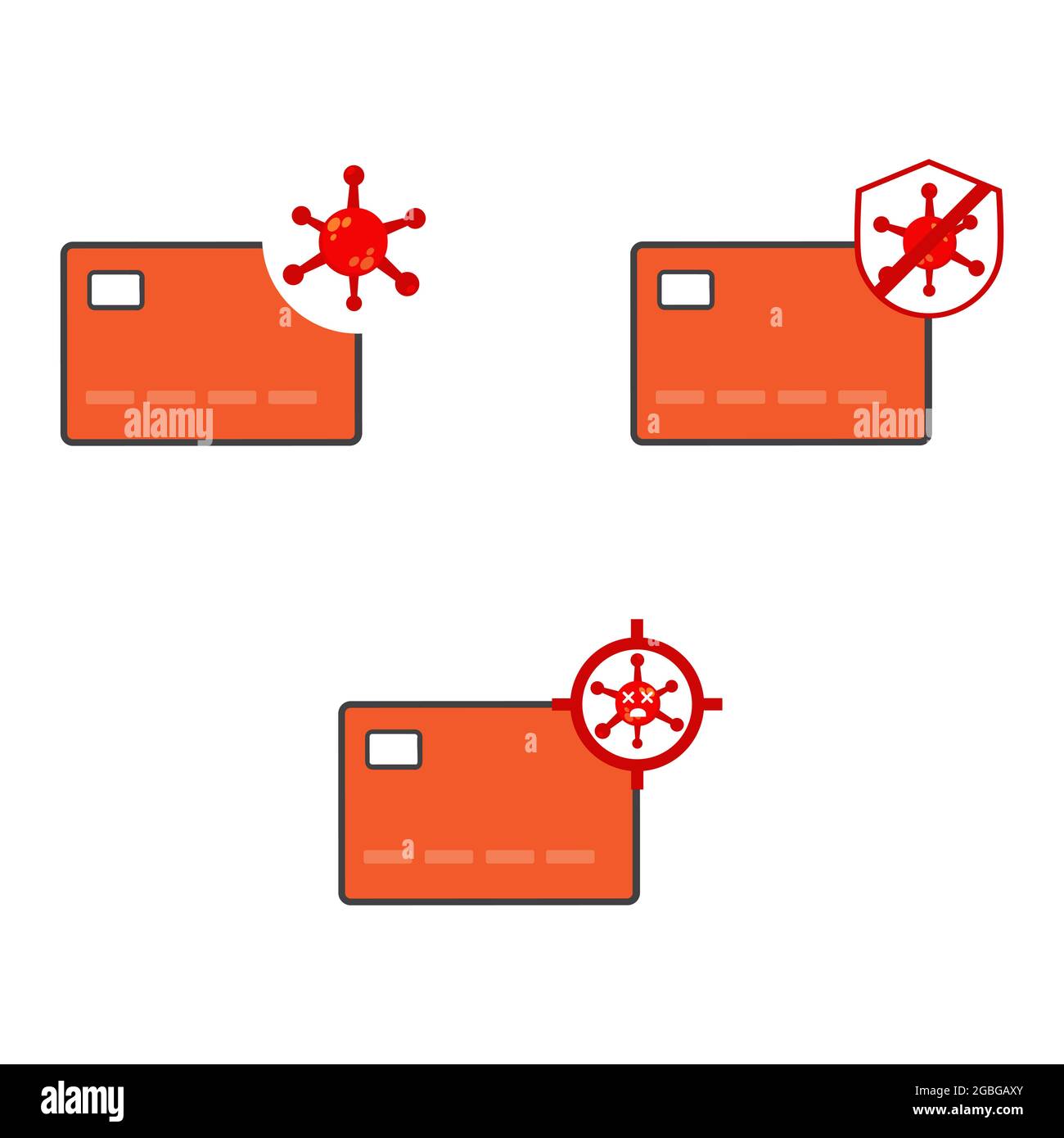 virus with credit card illustration design. financial security warning ...