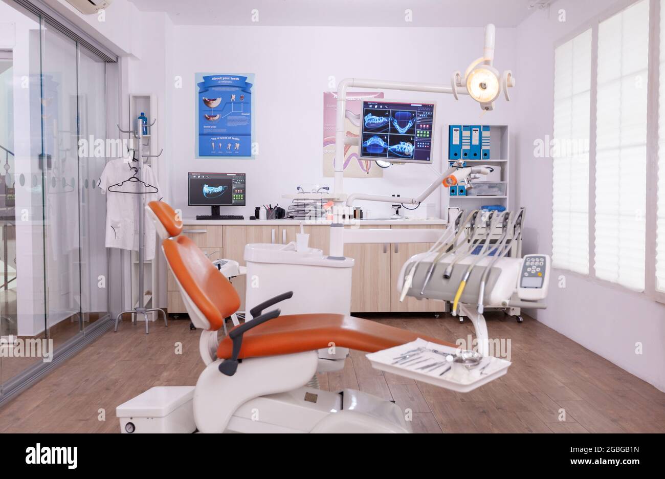 Interior of empty professional modern stomatology hospital office ready ...