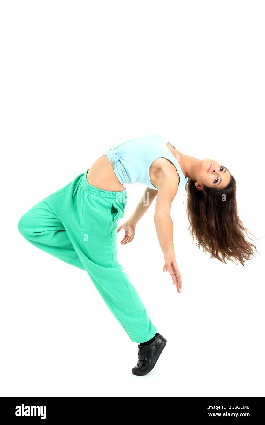 young modern dancer posing, isolated on white Stock Photo - Alamy