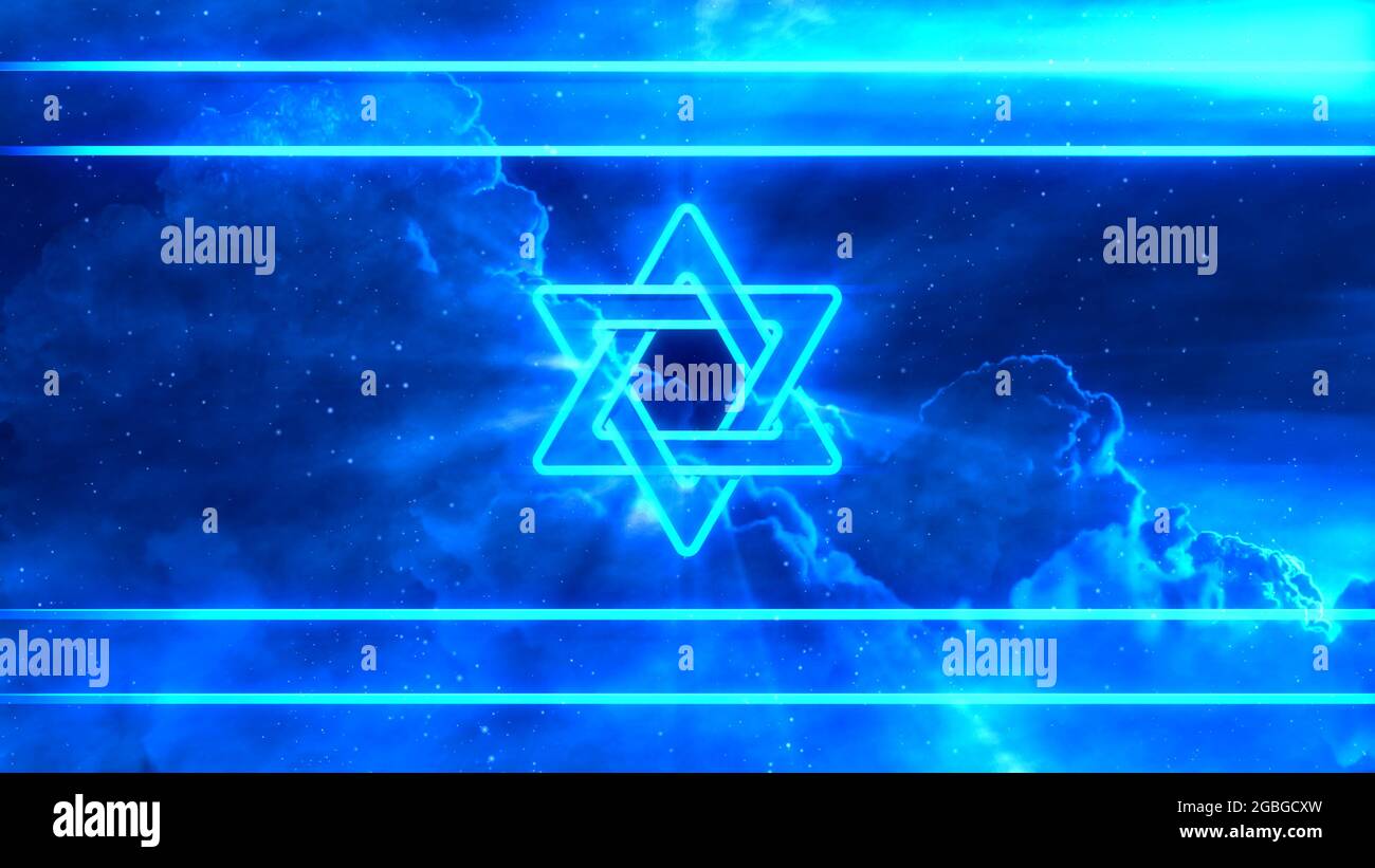 beautiful Israel flag with shield of david - digital abstract 3D ...