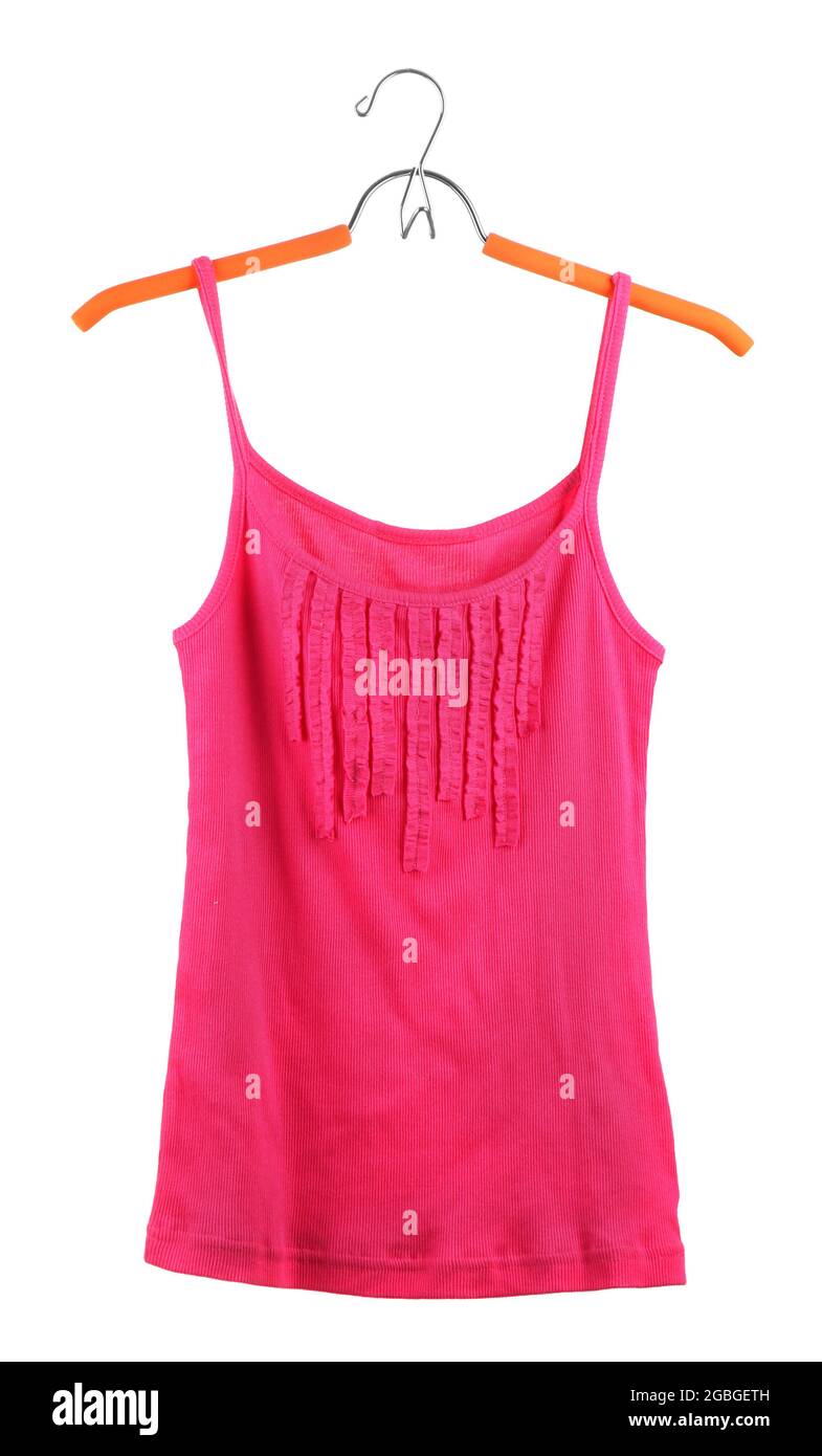 singlet on hanger, isolated on white Stock Photo - Alamy