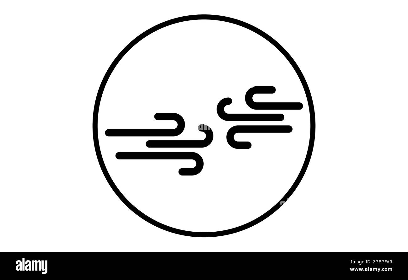 Weather icon of cold wind, vector illustration. Sticky symbol of ...