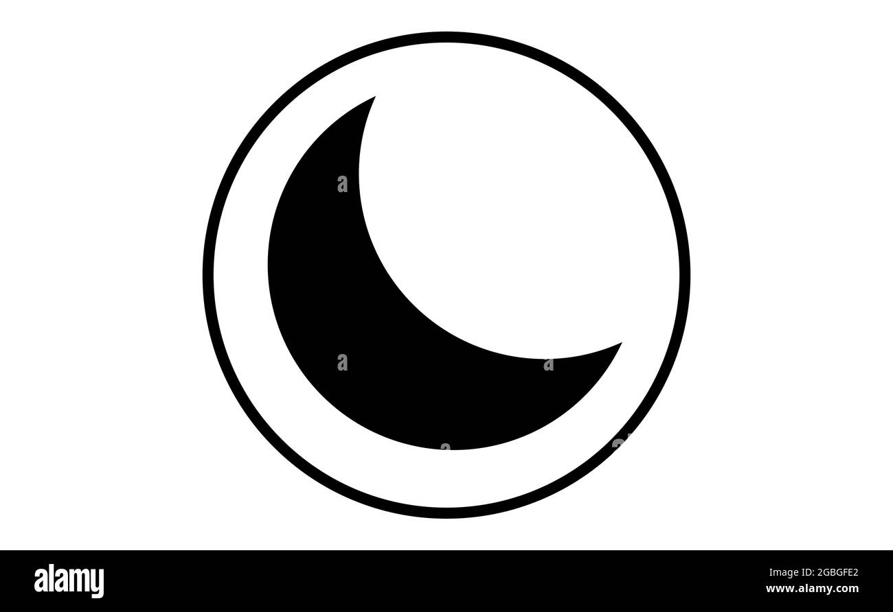 Weather icon of crescent moon, vector illustration. Sticky symbol of ...