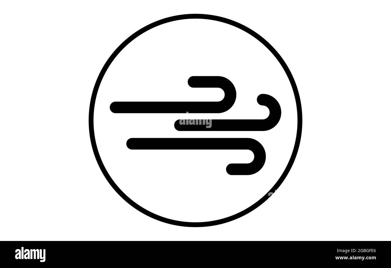 Weather icon of cold wind, vector illustration. Sticky symbol of ...