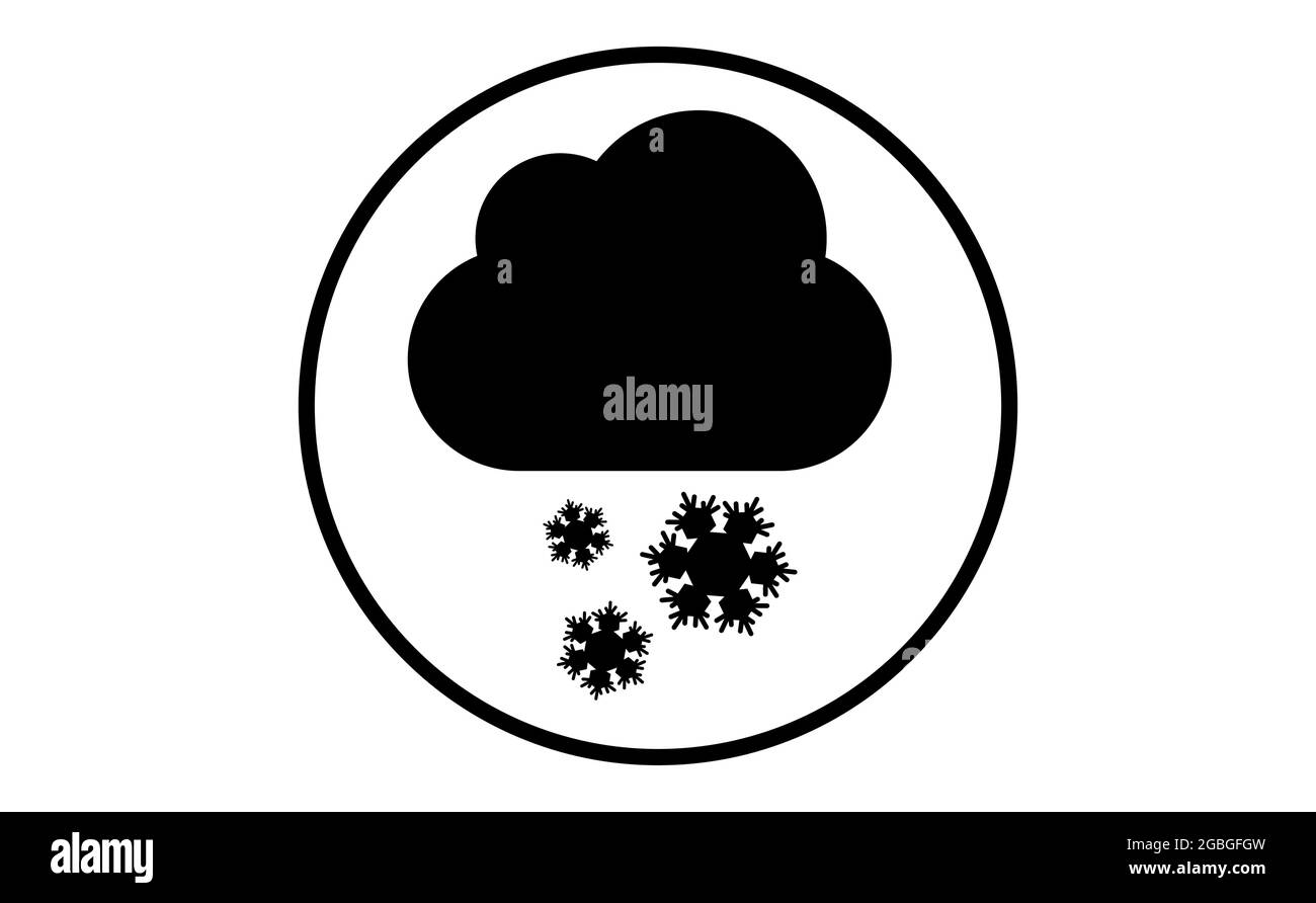 Weather icon of cloud with snow, vector illustration. Sticky symbol of ...