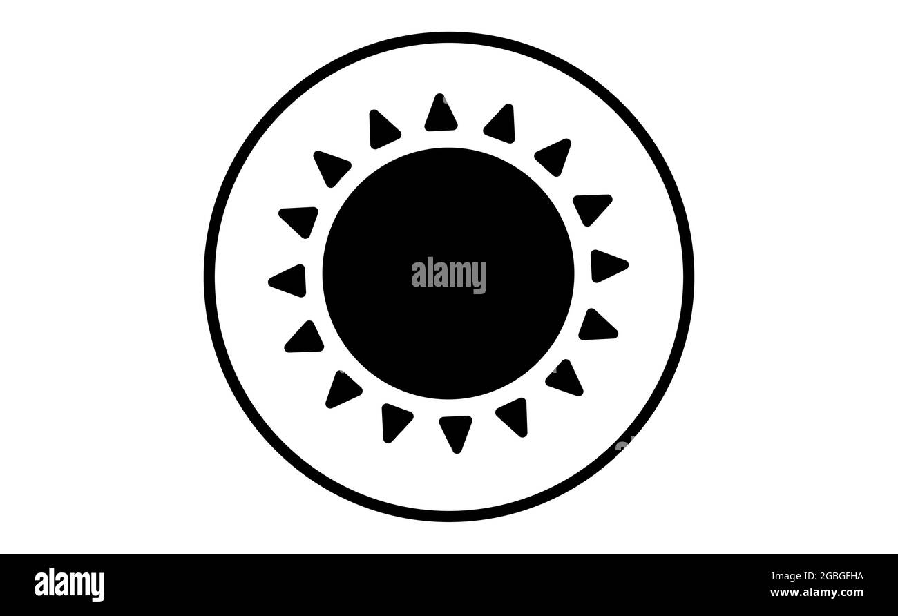 Weather icon of hot sun, art vector illustration. Sticky symbol of ...