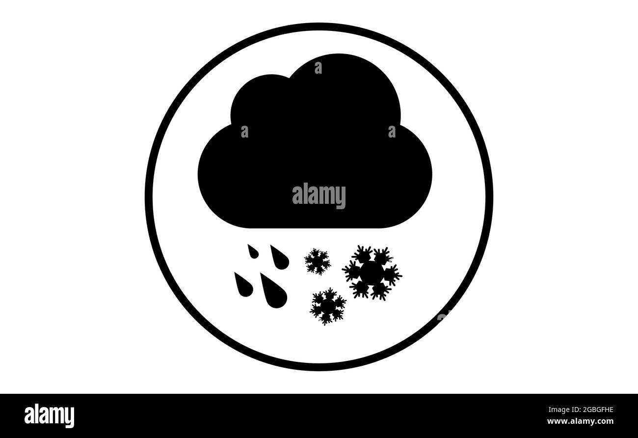 Weather icon of cloud with snow and rain, vector illustration. Sticky ...