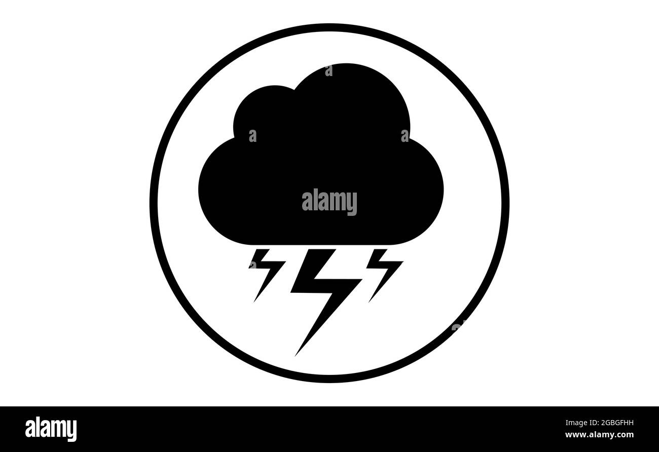Weather icon of cloud with lightning, vector illustration. Sticky ...