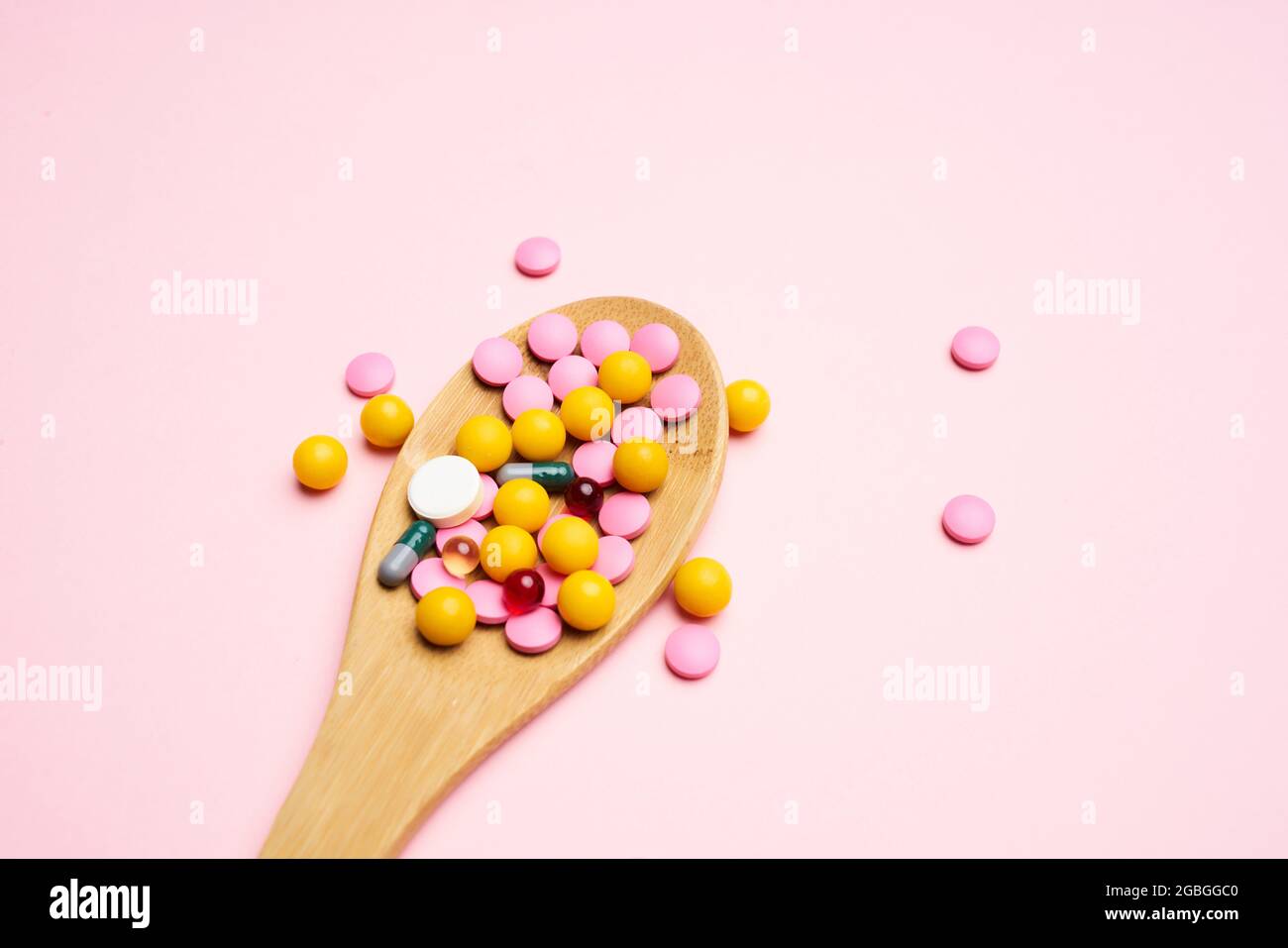 colorful medicine lice pink background medicine pain reliever ...