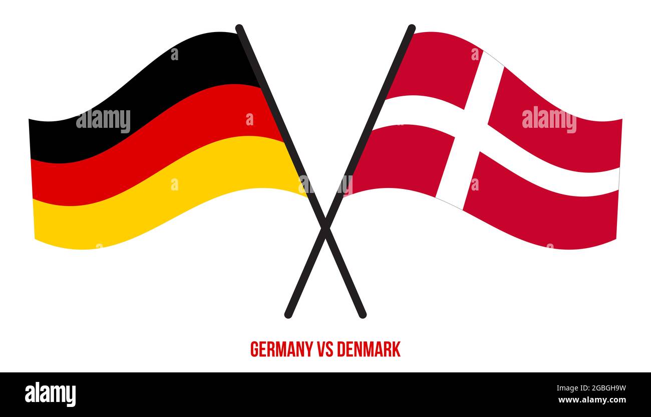 Germany and Denmark Flags Crossed And Waving Flat Style. Official ...