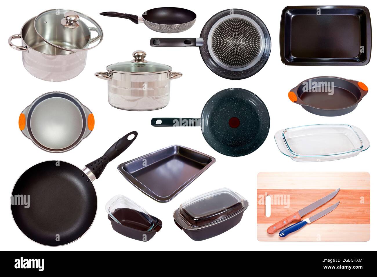 Set of cooking pan isolated on white background Stock Photo - Alamy