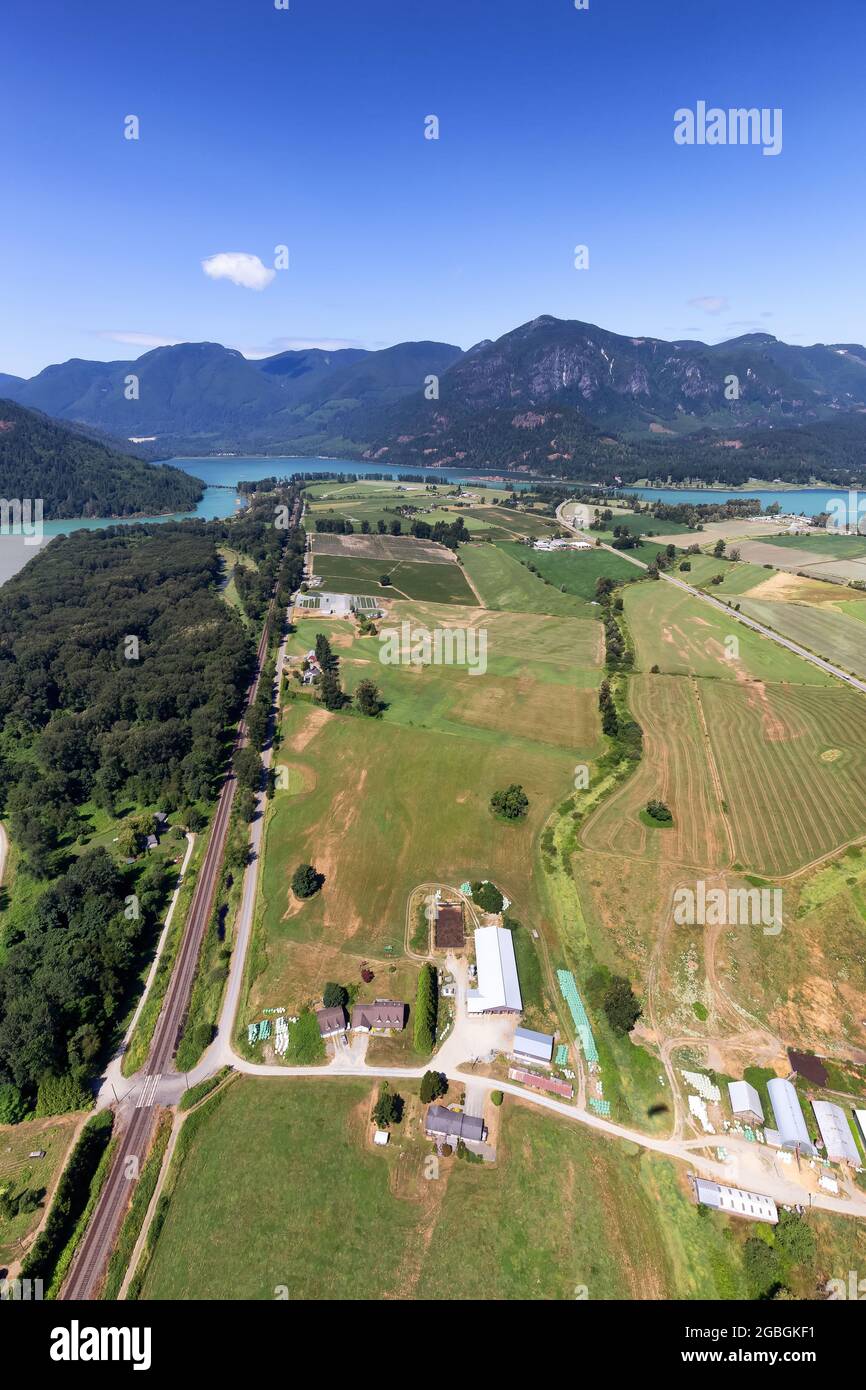 Aerial View of Fraser Valley with Canadian Nature Mountain Landscape ...
