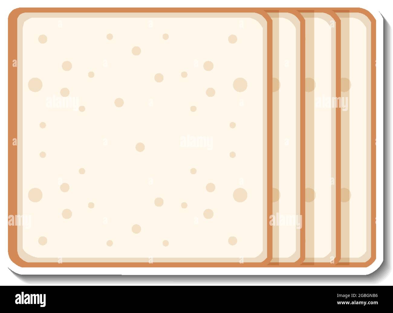 Top view of sliced breads sticker on white background illustration ...