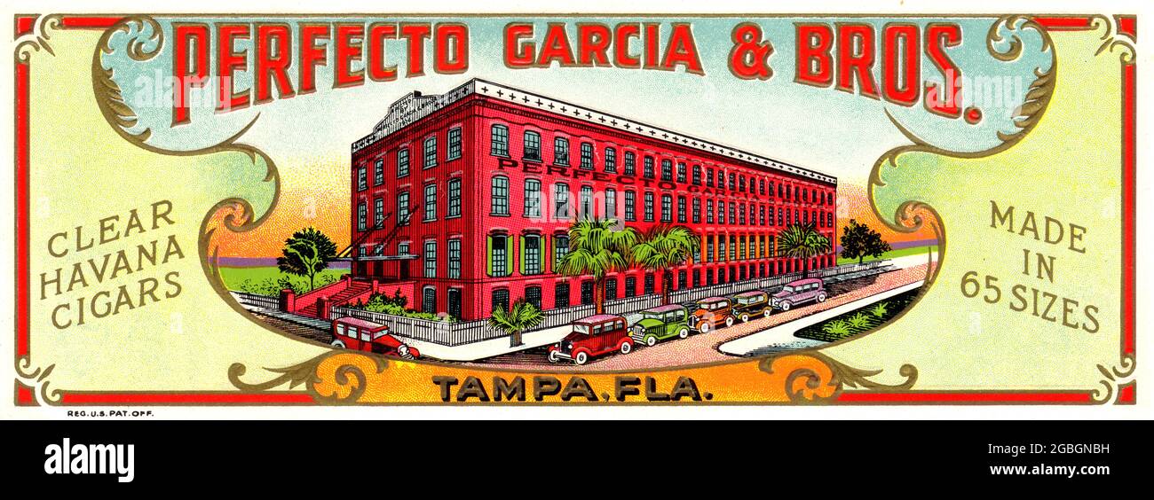 Perfecto Garcia & Bros. Cigar Label, ca. 1925 featuring a ...