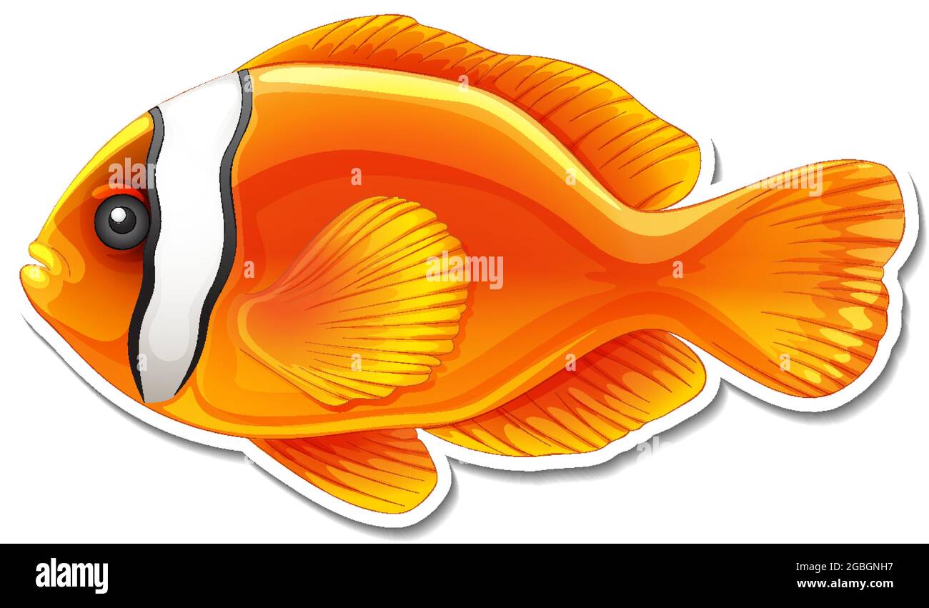 Cute fish sea animal cartoon sticker illustration Stock Vector Image ...