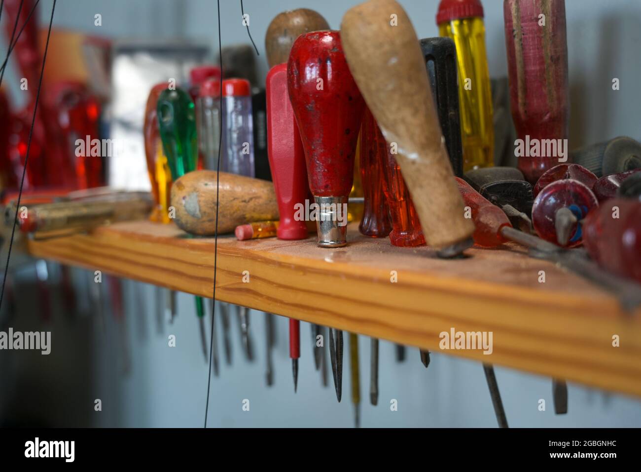 screwdriver, various, shelf, workshop, craft, craftsman, work ...
