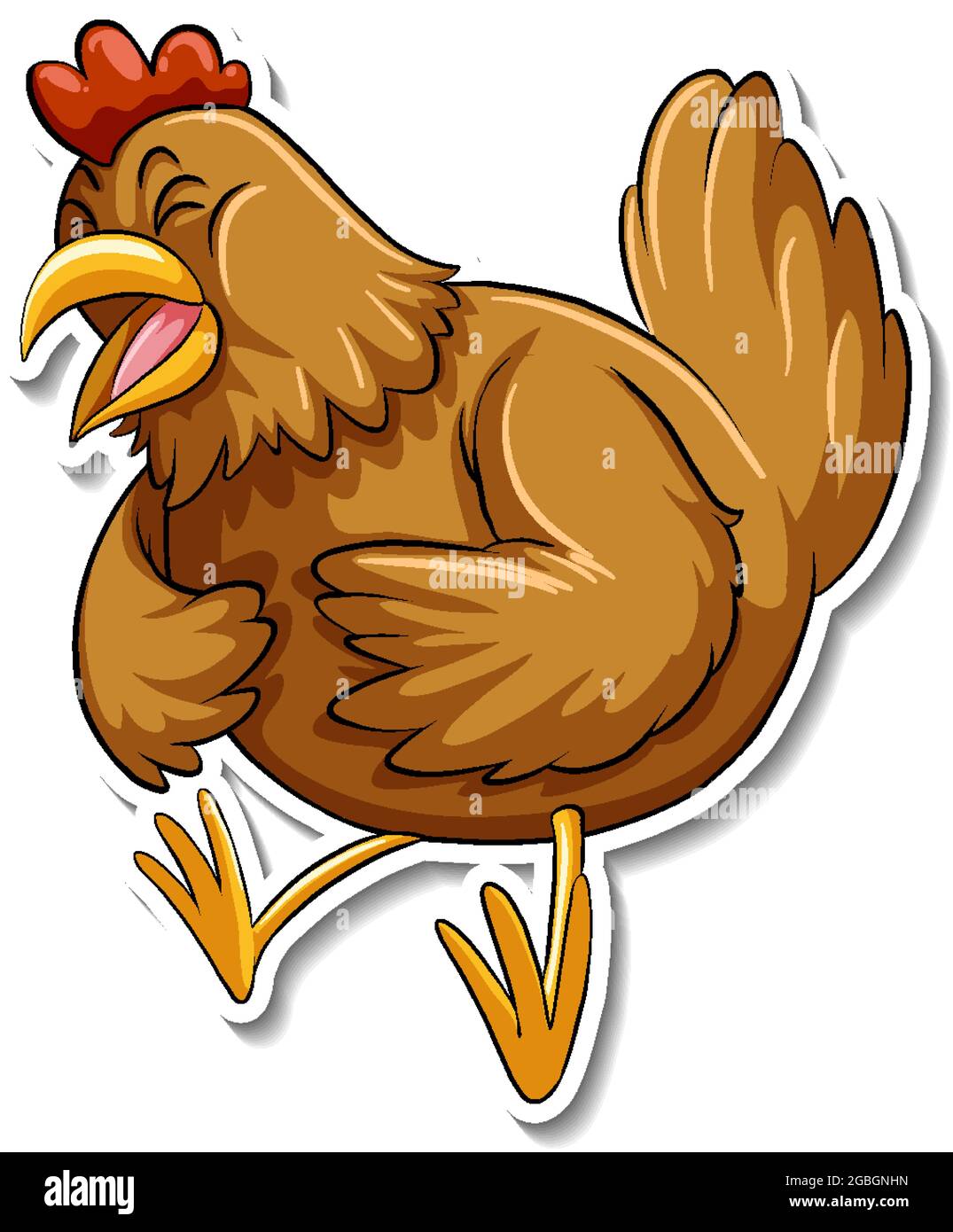 A cute chicken cartoon animal sticker illustration Stock Vector Image ...