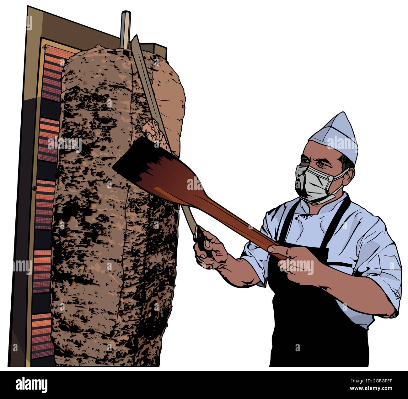 Cook Preparing a Turkish Doner Kebab Stock Vector Image & Art - Alamy