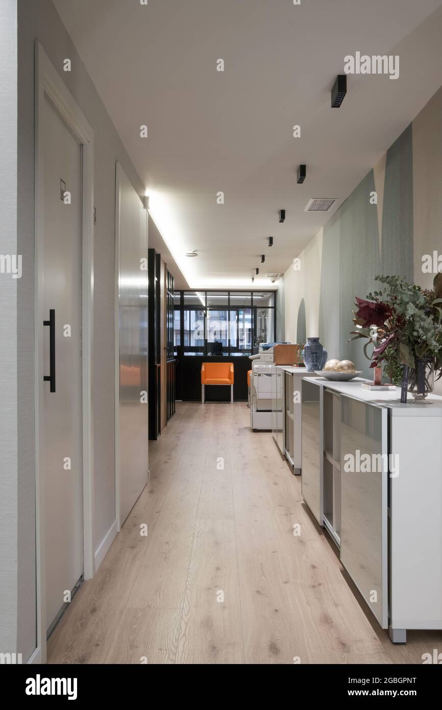 Modern hallway interior design in a white color Stock Photo - Alamy