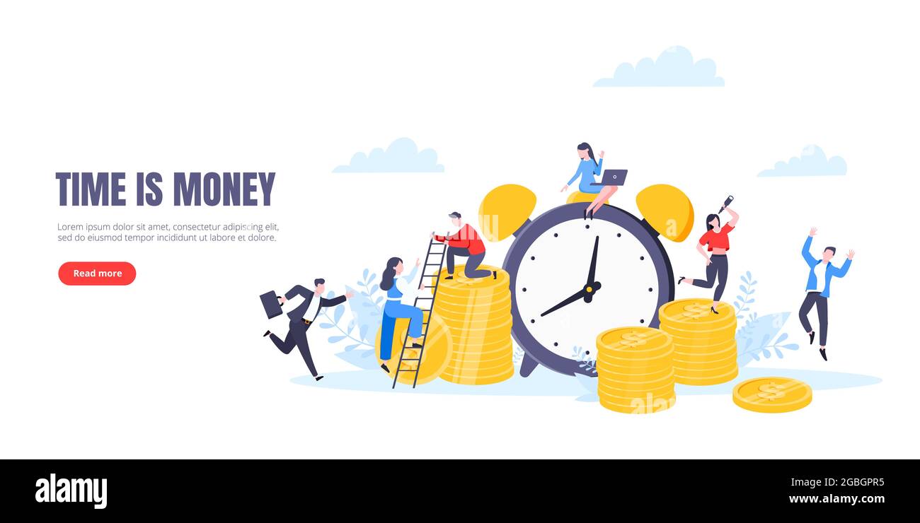 Time is money or save time business concept flat style vector ...
