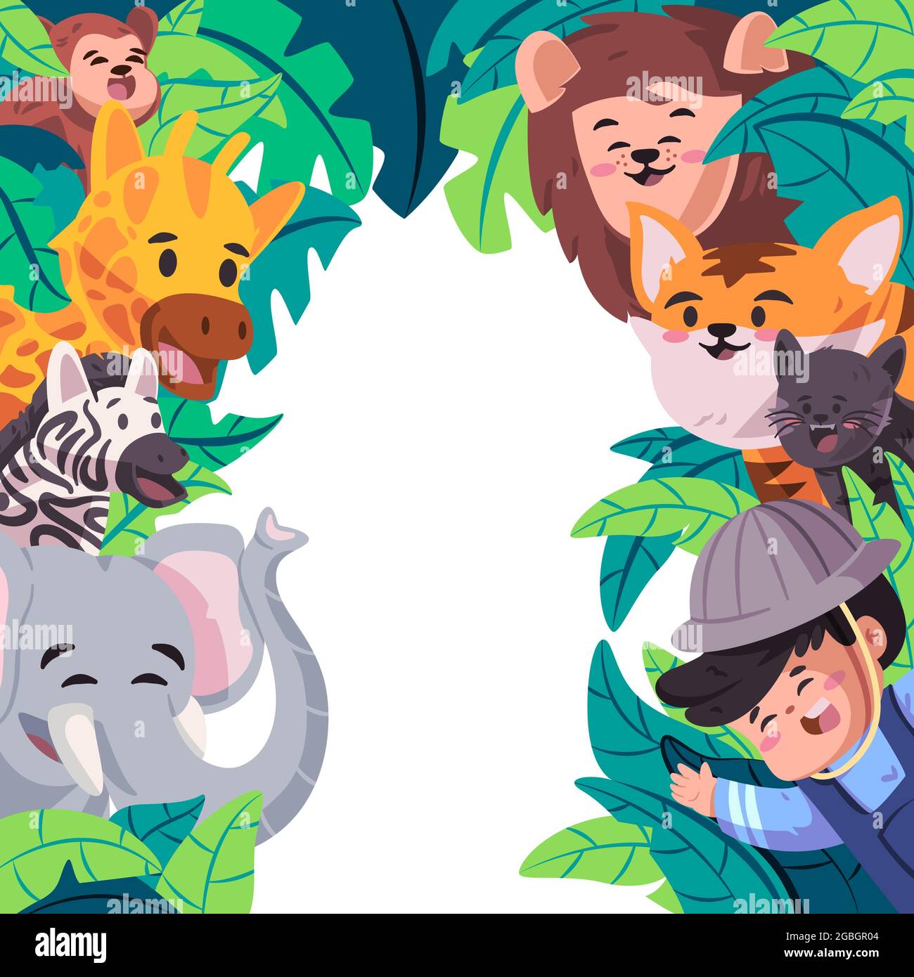 the jungle template design frame with motif animal in the zoo likes ...
