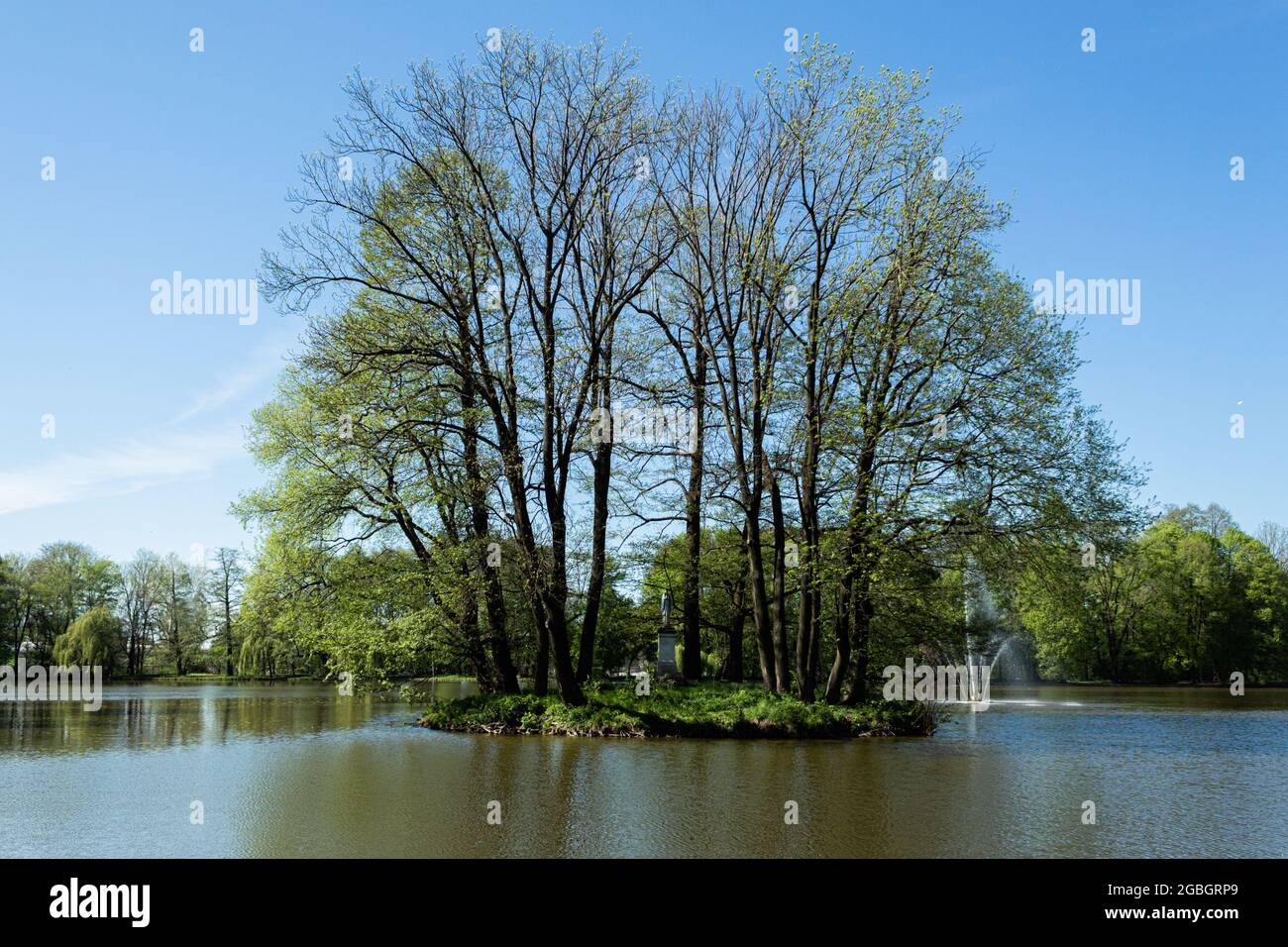 Beautiful landscaped park with space for text. Green environment in a ...