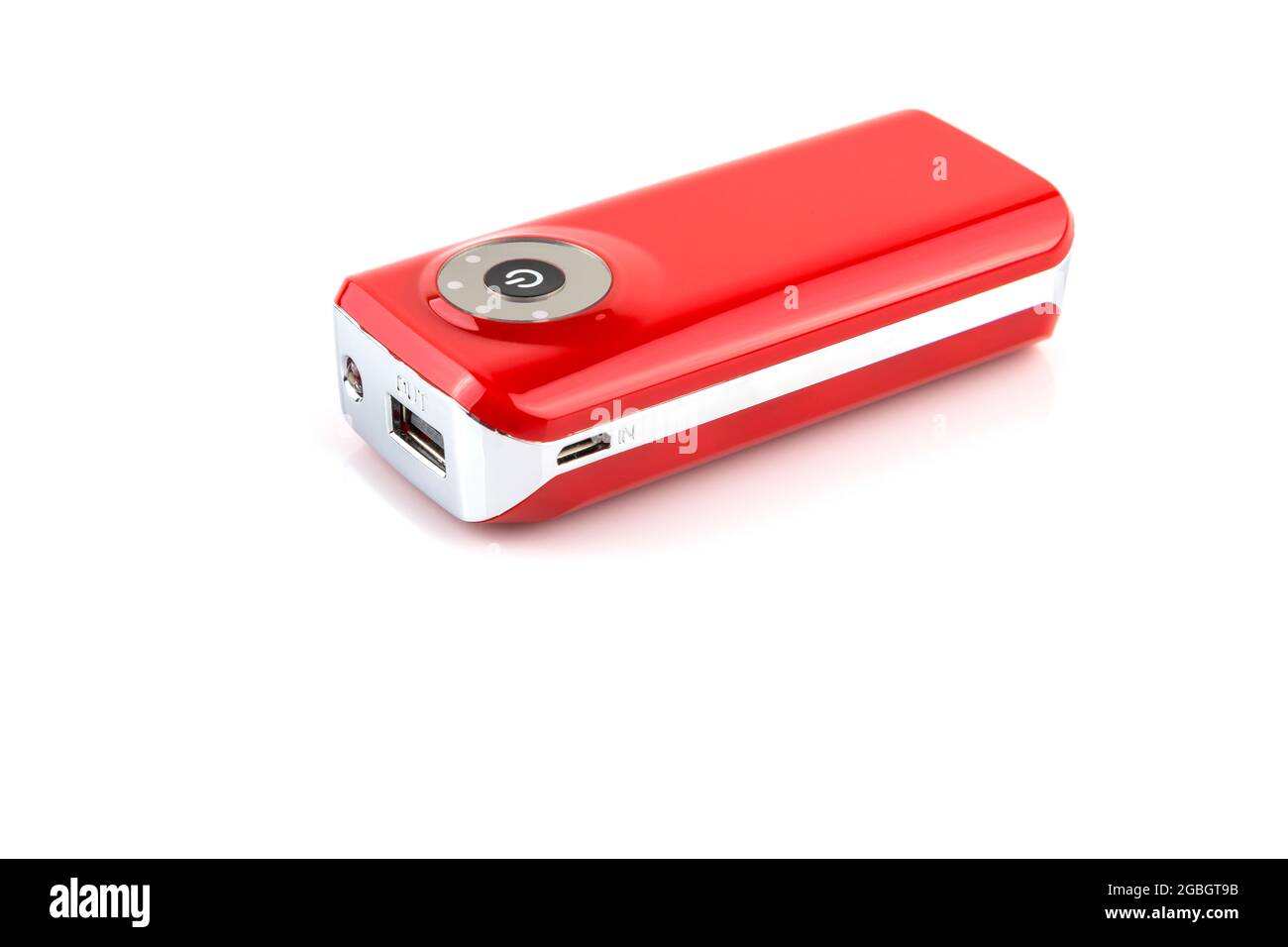 red power bank isolated on white background Stock Photo - Alamy