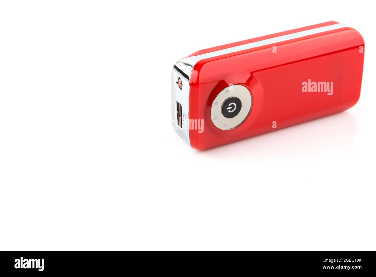 red power bank isolated on white background Stock Photo - Alamy