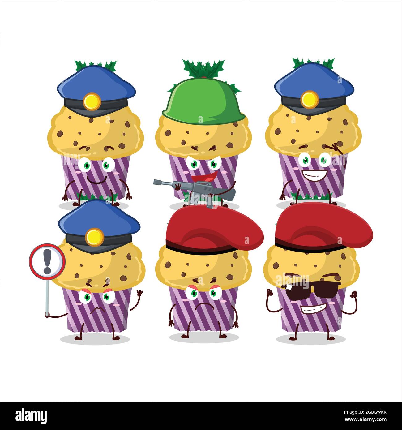 A dedicated Police officer of cupcake with holly berry mascot design ...