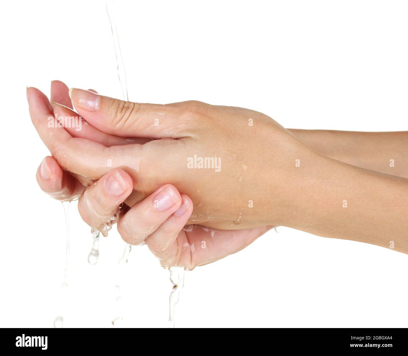 Washing hands on white background close-up Stock Photo - Alamy
