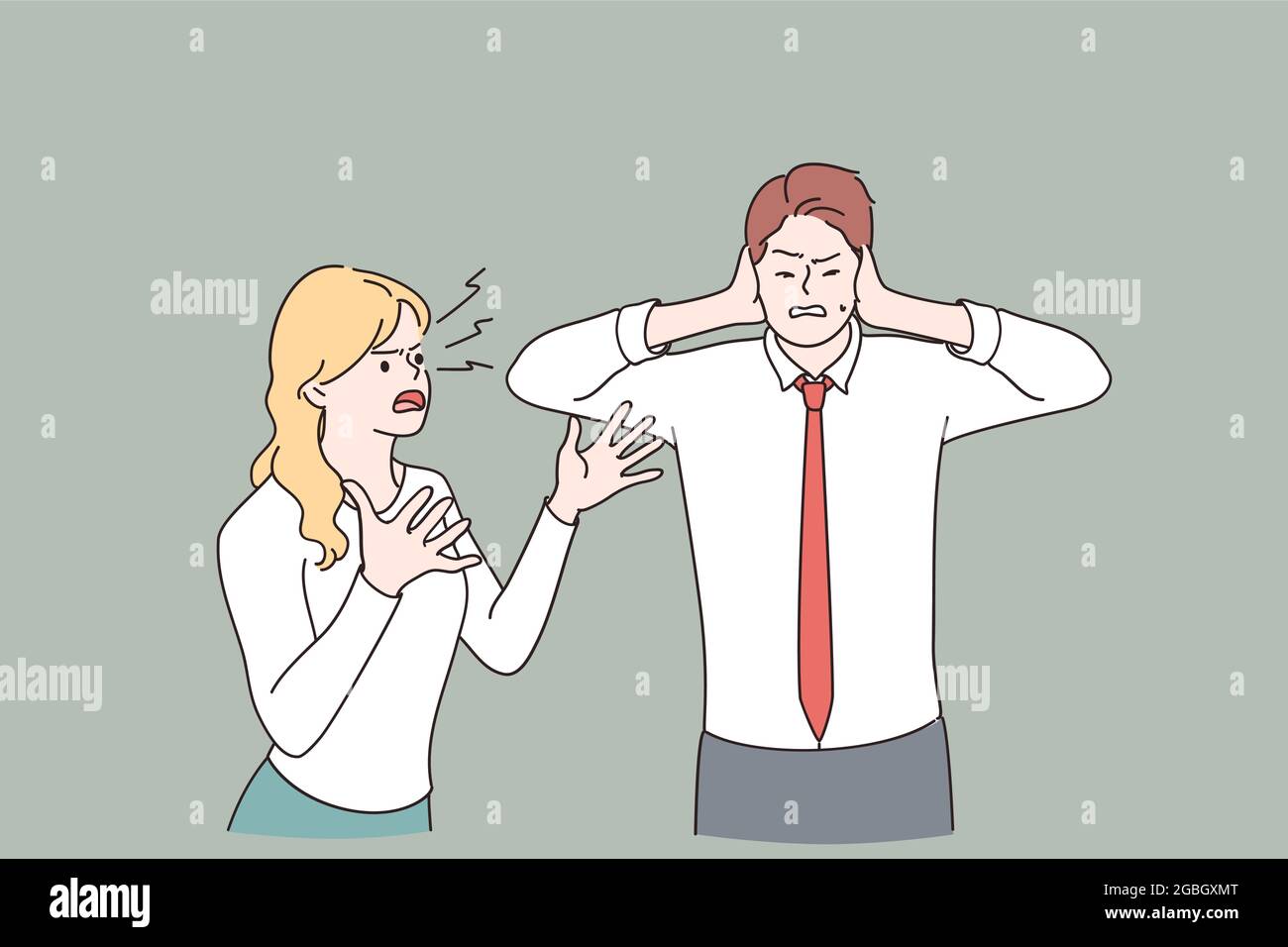 Scandal, fighting, problems in communication concept. Angry furious ...