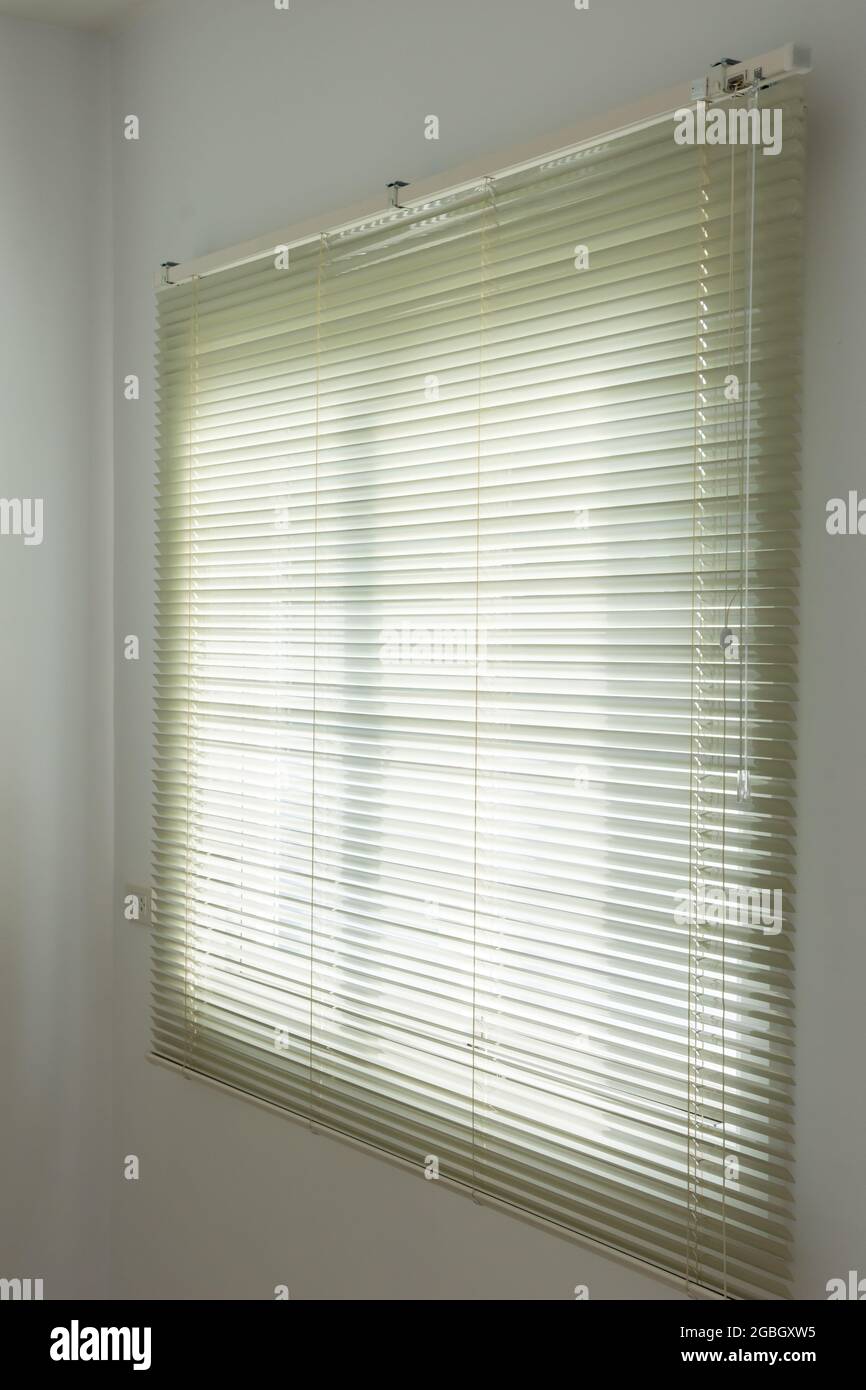 White curtain window modern style horizontal lines Stock Photo - Alamy